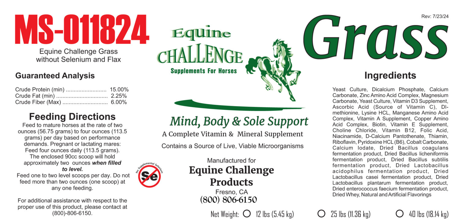 Grass Horse Balancer | No Flax | No Selenium For Grass Hay